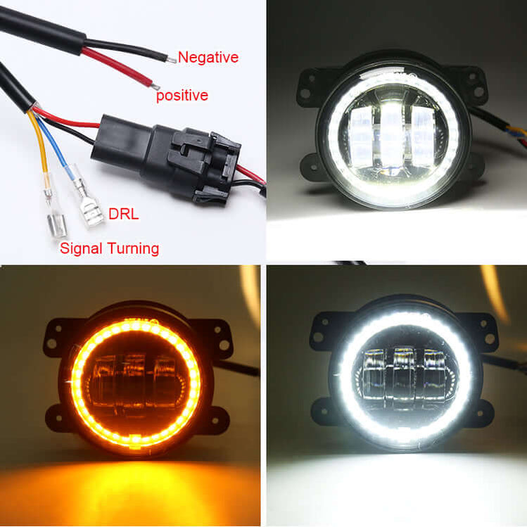 4 inch LED Fog light -60W Angle eyes For Dodge Jeep Grand /Wrangler ...